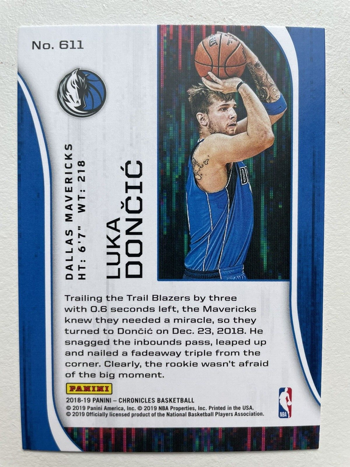 Luka Doncic Rookie Card RC Rookies & Stars No. 611 Chronicles 2018-19 ...