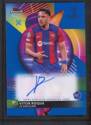 2024 VITOR ROQUE 033/150 AUTO TOPPS FINEST UEFA CHAMPIONS LEAGUE BLUE ...