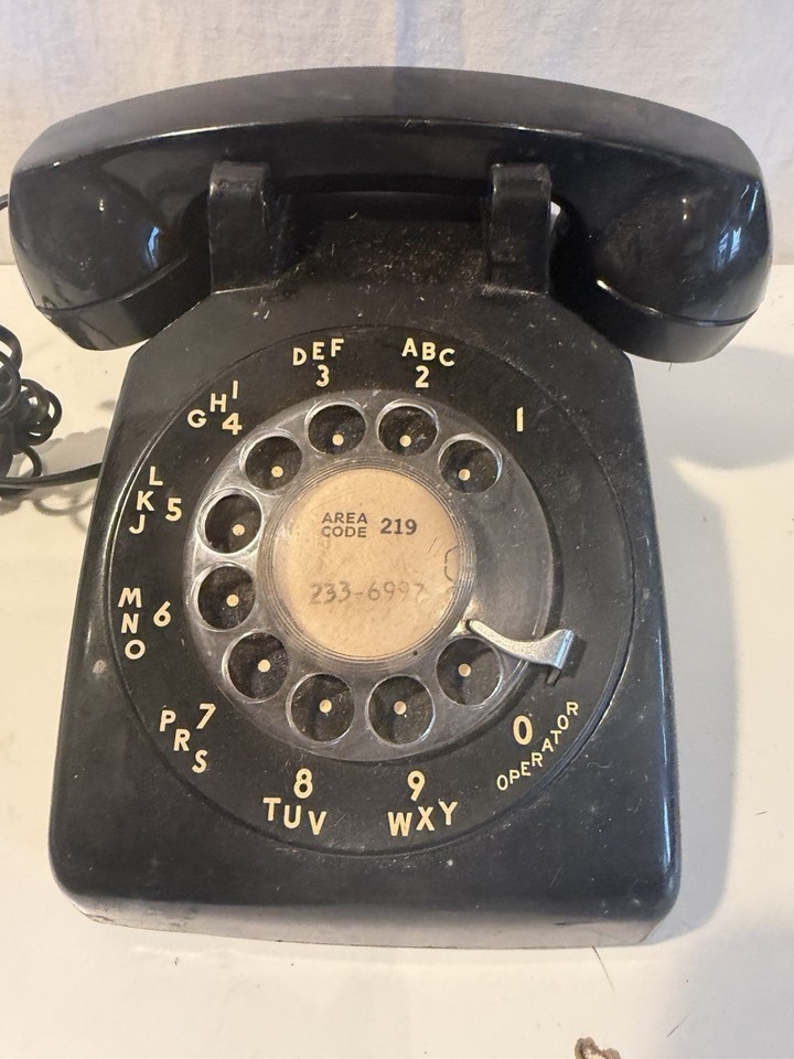 Vintage Black Desk Rotary Dial Cradle Telephone Bell Western Electric ...