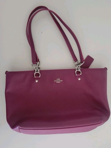 Coach Women's Pebbled Small Sophia Tote Purse SV/ Cyclamen Tote Fuscia ...