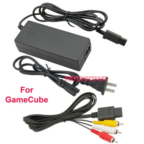 AC Adapter Power Supply & AV Cable Cord For Nintendo GameCube GC ...