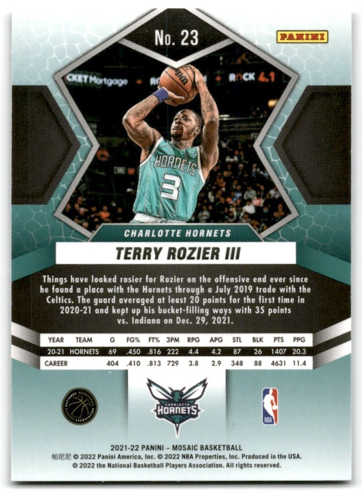2021-22 Panini Mosaic Terry Rozier III Charlotte Hornets #23 | eBay