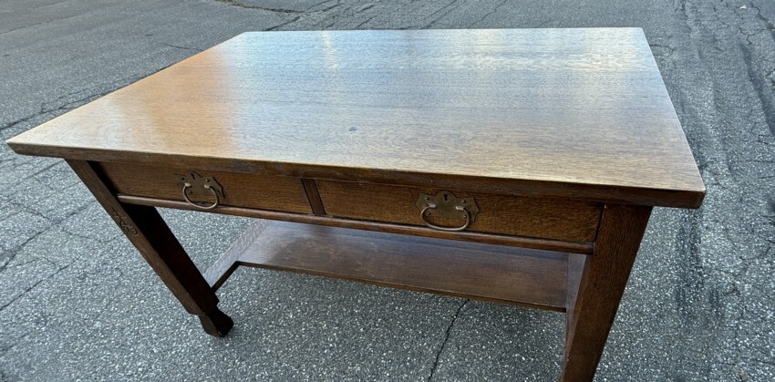 Original Arts and Crafts Roycroft oak library table desk No. 75 with ...