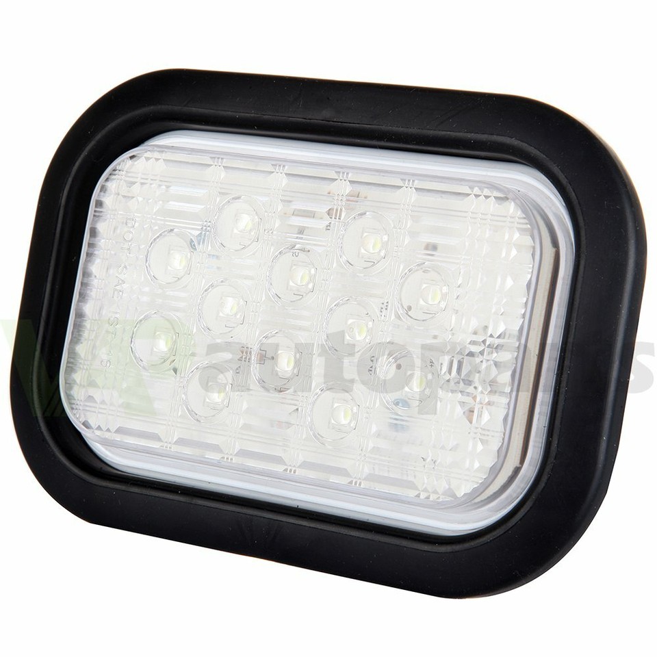 For Pair 5x3" White Rectangle 12 LED Reverse Backup Tail Truck Light | eBay