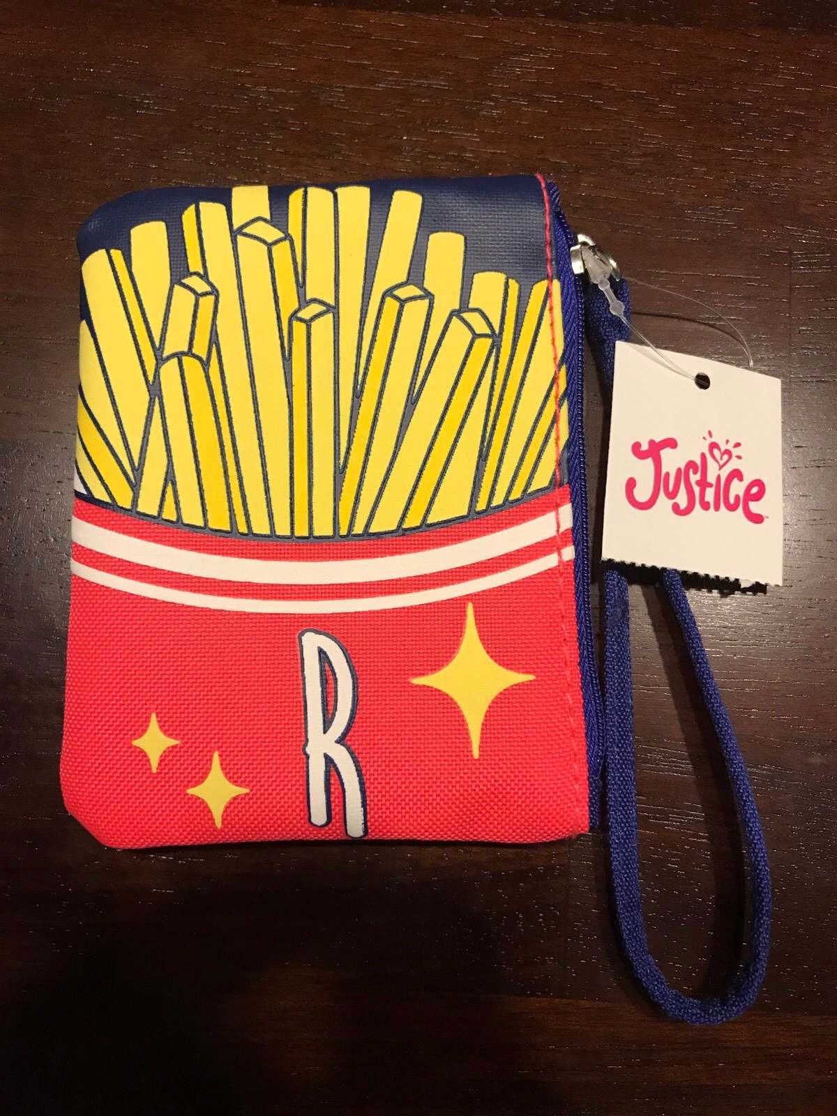 JUSTICE INITIAL FRIES WRISTLET WALLET "R" NEW | eBay