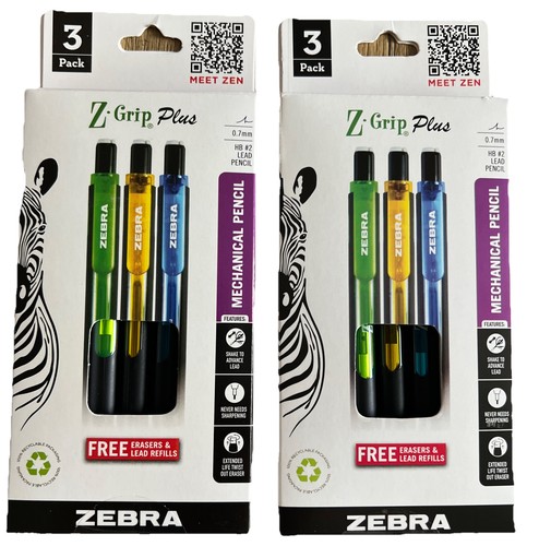 Zebra Z-Grip Plus Mechanical Pencil 0.7mm Bonus Lead, Erasers 3-Count 2 ...