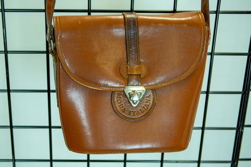 Vintage Moda Italia Brown Leather Crossbody Structured Handbag Purse ...