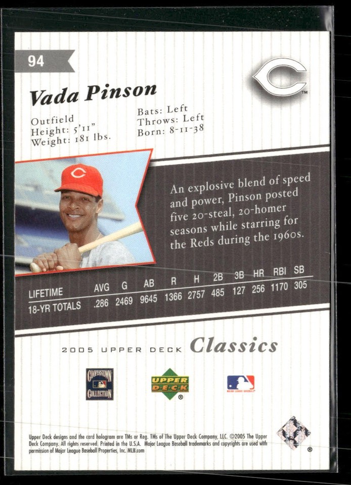 2005 Upper Deck Classics #94 Vada Pinson | eBay
