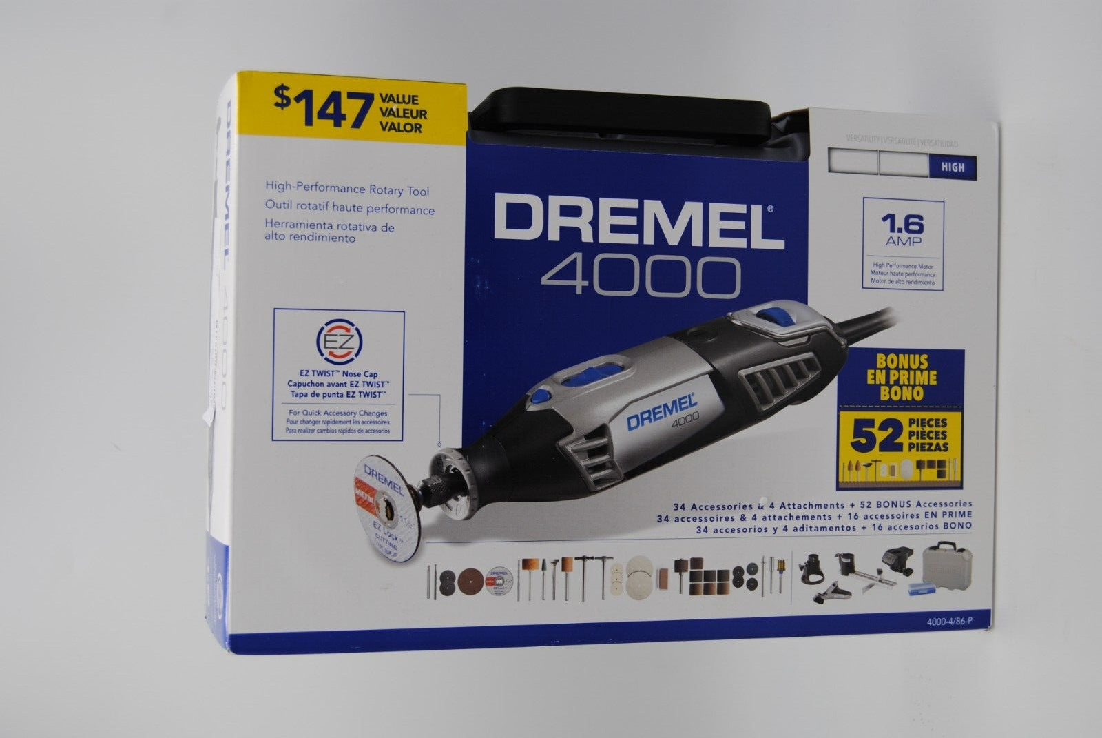 Dremel 4000 1.6Amp High-Performance Rotary Tool 4000-4/86-P - Gray ...