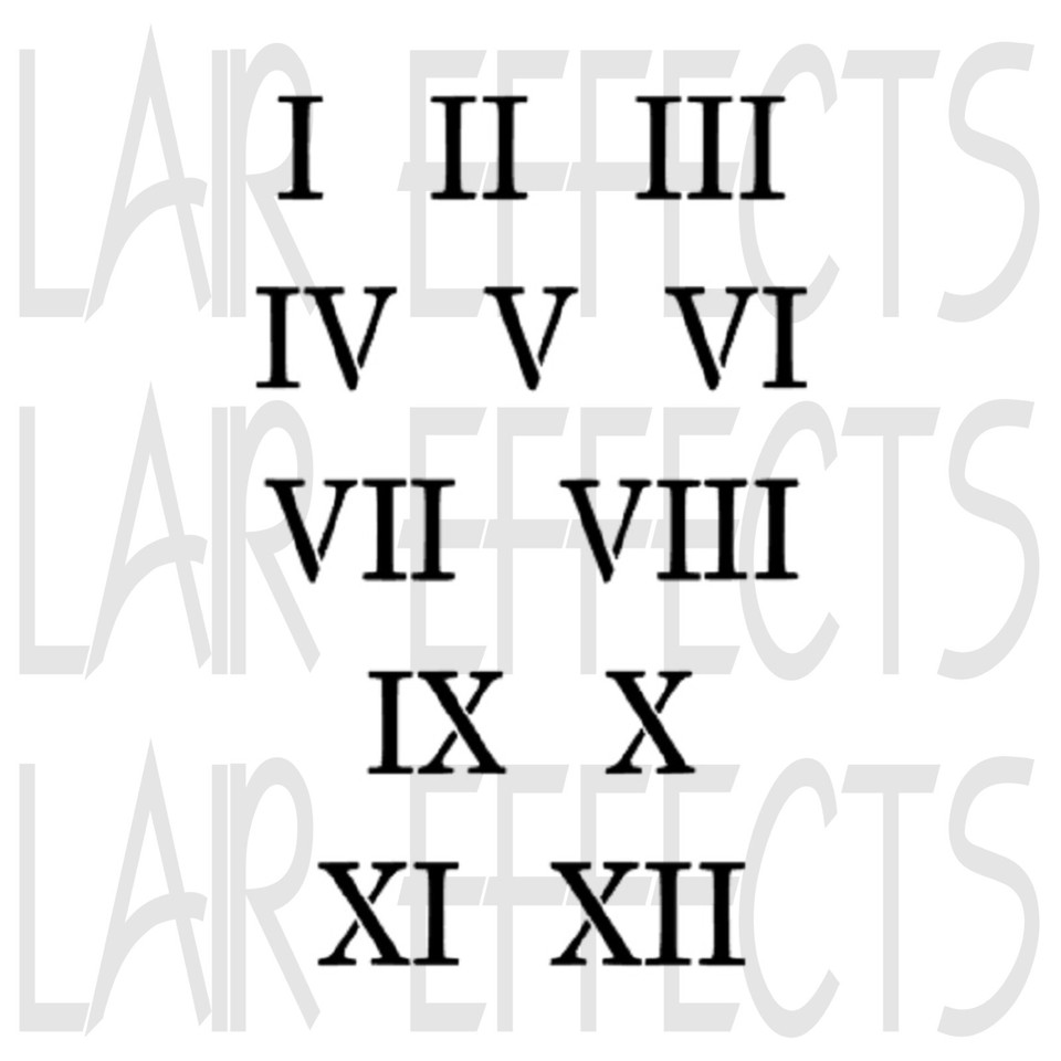1 Inch Roman Numerals 1-12 Craft STENCIL Vintage/Shabby/Address/Clock ...