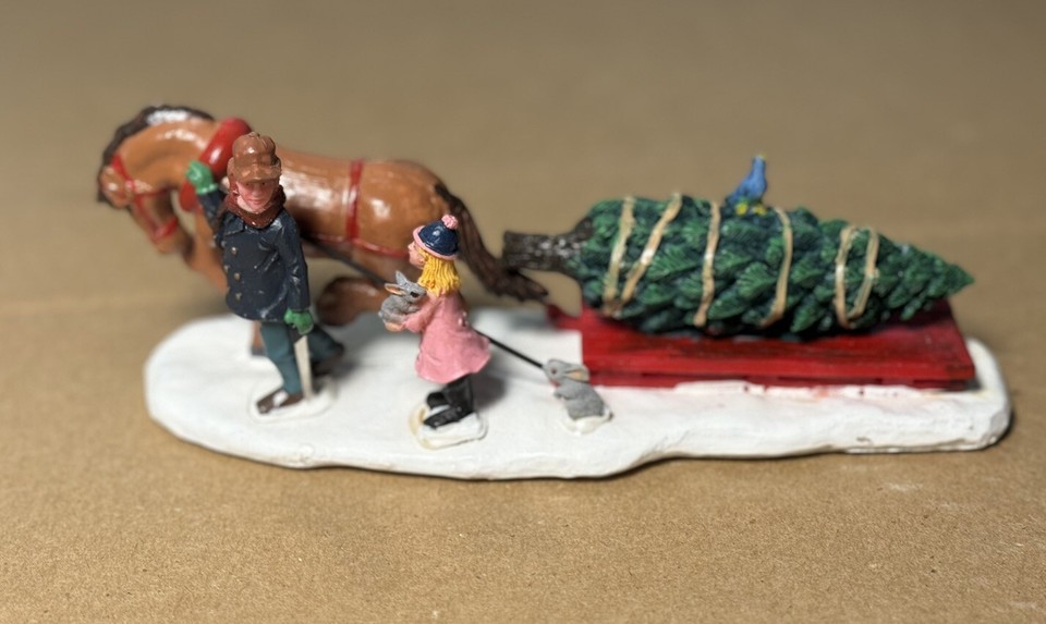 Lemax Village Collection Horse Pulling Sleigh w/Christmas Tree Bird ...