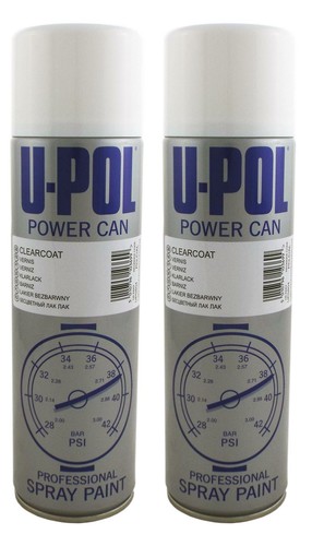 U-Pol Power Can HIGH GLOSS CLEAR LACQUER Paint 500ml x 2 Car Spray ...
