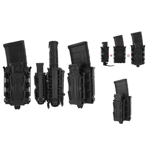 Tactical Mag Pouch Combo - Fits 5.56mm, 7.62mm, 9mm & .45 Mags in Black ...