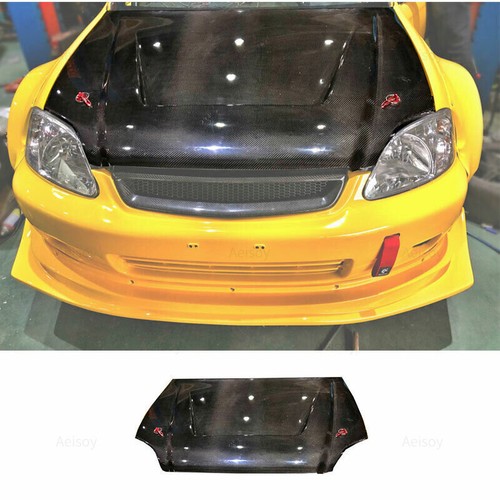For Honda Civic EK 1996-2000 Carbon Fiber Vented Front Engine Hood ...
