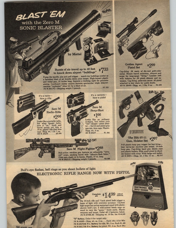 1965 PAPER AD Toy Screming Mee Mee Johnny Seven Paratrooper Rifle Gun ...