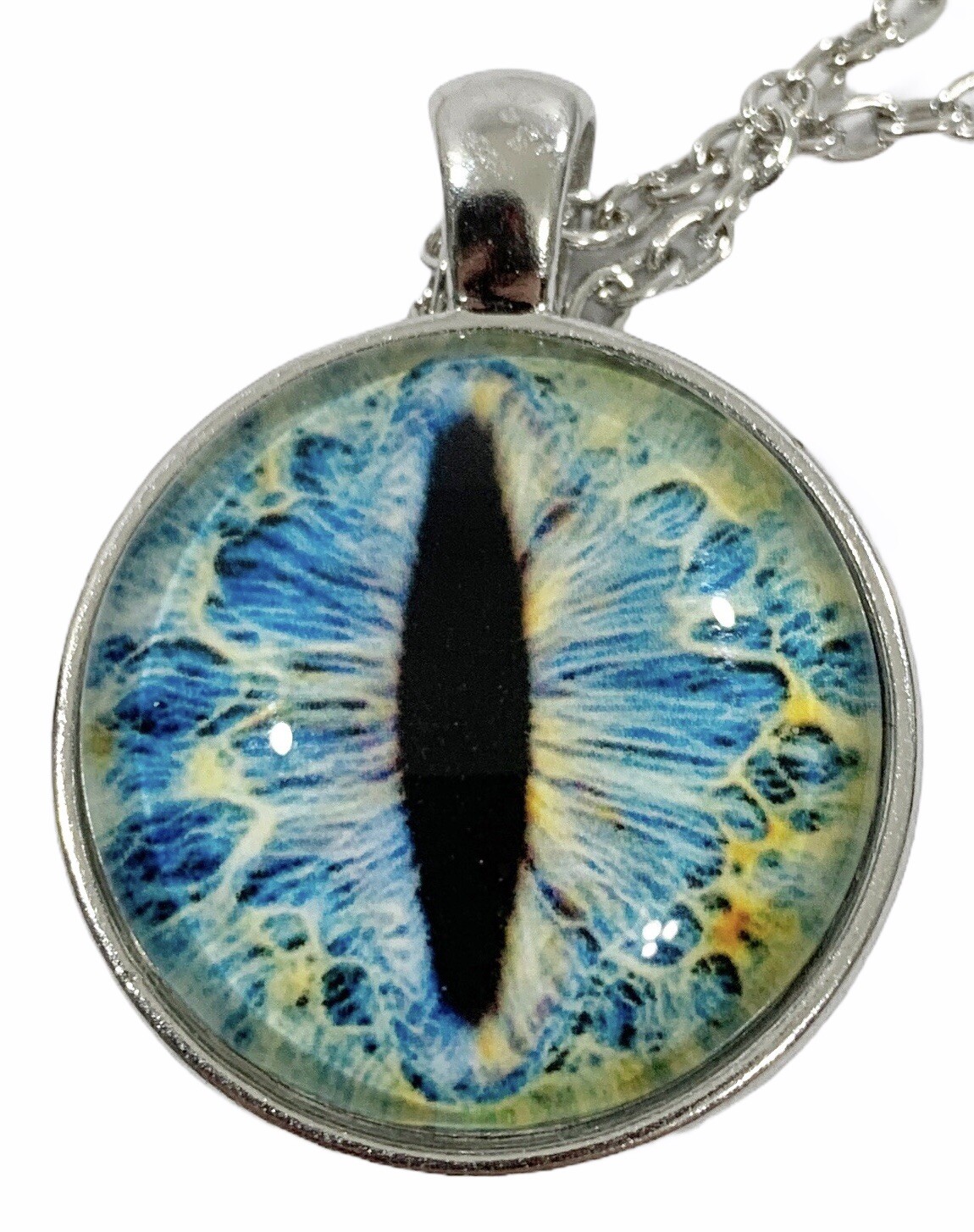 New Blue Frost Dragon Eye Pendant Necklace Silver Tone Fantasy With New ...