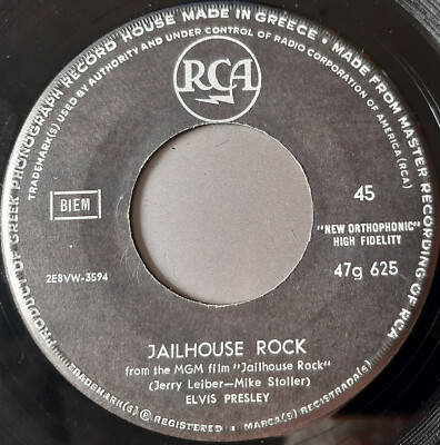 ELVIS PRESLEY JAILHOUSE ROCK / TREAT ME NICE ORIG GREEK 45' 1958 RCA ...
