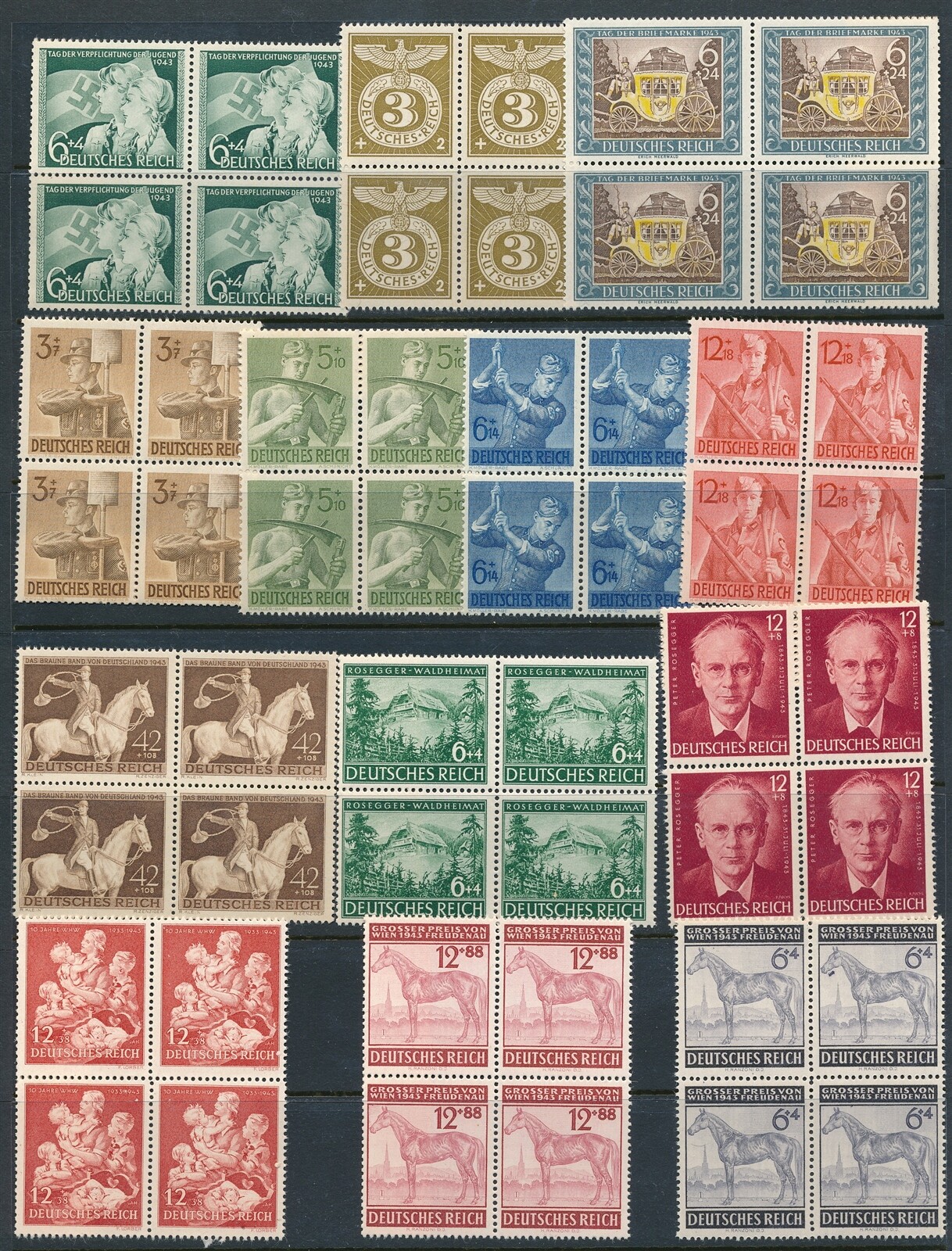 Lot Stamp Germany Blocks WWII Third Reich Horses Labor Forces Horse ...