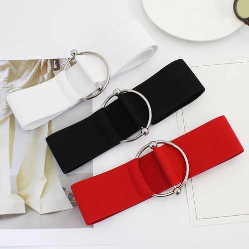 Women Waist Strap Elastic Clothes Matching Metal Hoop Women Belt Thick ...