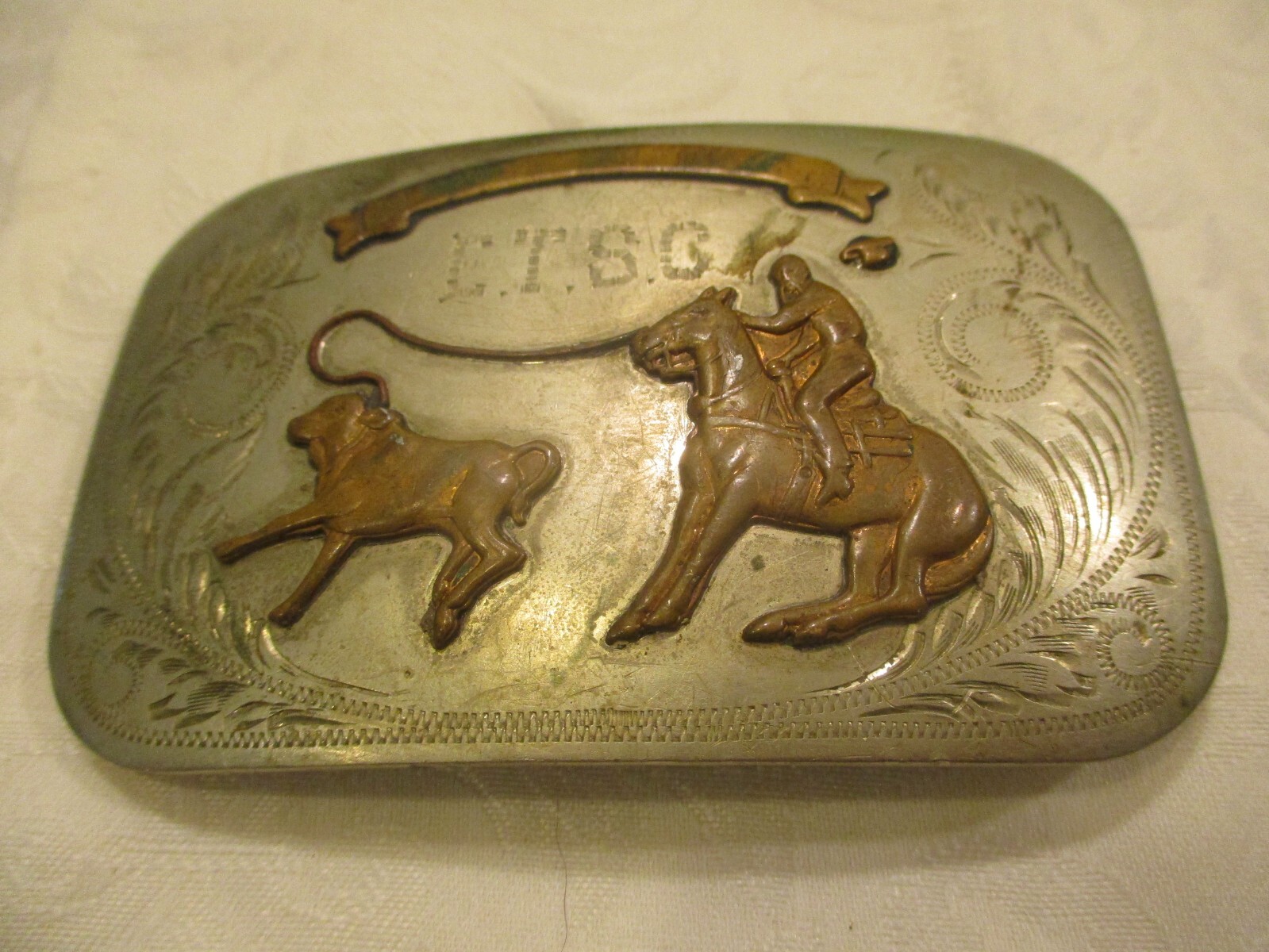 Calf Roping Belt Buckle ETSG - Gem