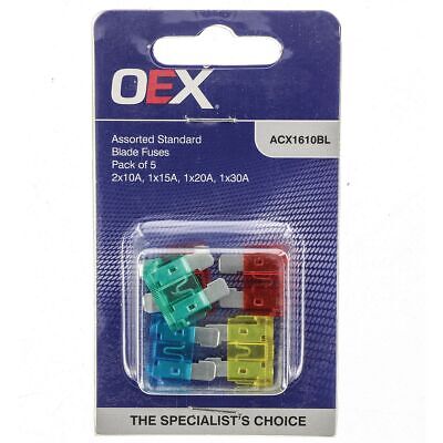 OEX Standard Blade Fuse Assortment - Pack Of 5 ACX1610BL | eBay
