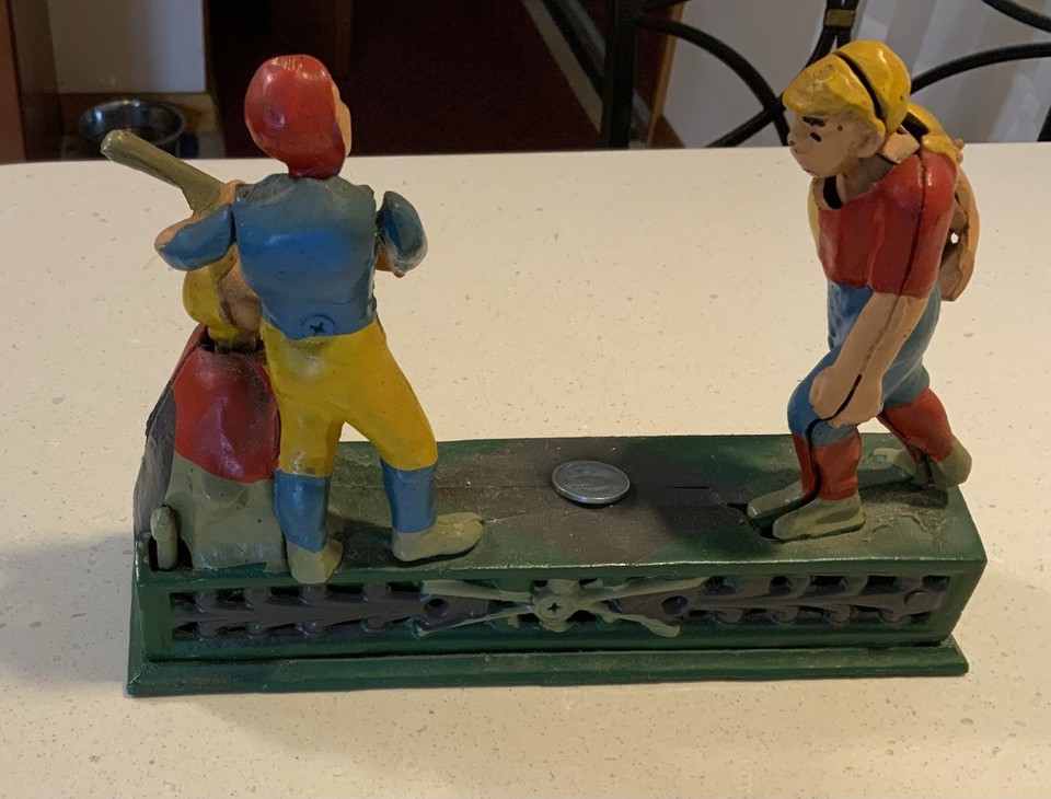Cast Iron Baseball Mechanical Novelty Coin Bank | eBay