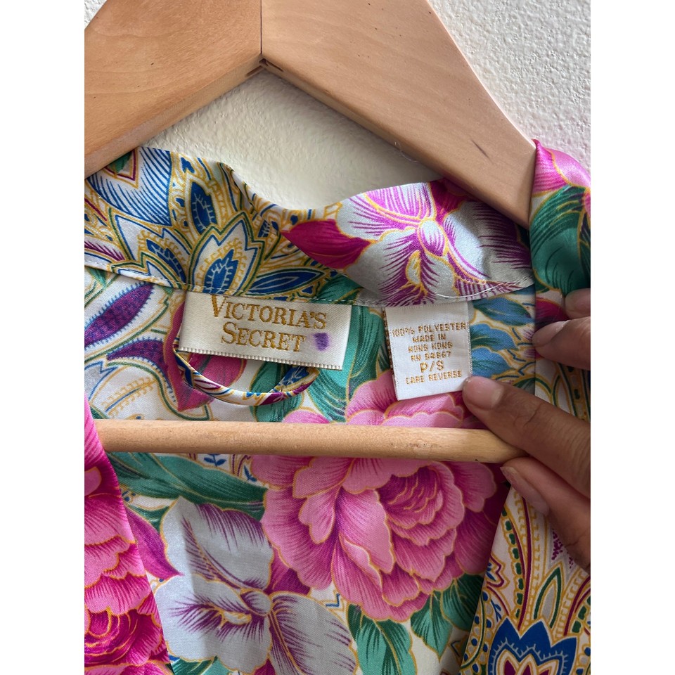 Vintage Womens Victoria Secret S Gold Label Floral Print Short Kimono ...