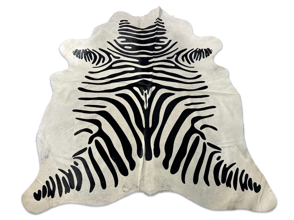 Zebra Cowhide Rug Genuine Zebra Print Cowhide with Black Stripes ~6.5 ...