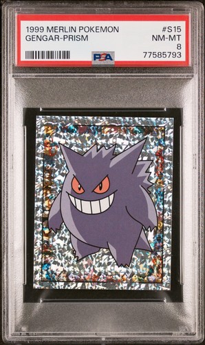 PSA 8 Near Mint 1999 Gengar Prism S15 Merlin Pokemon Stickers Series 1 ...