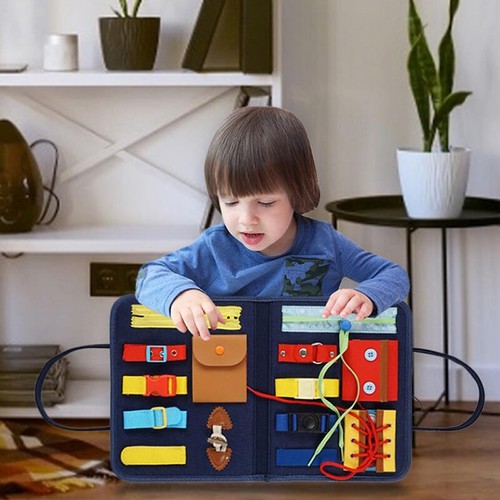 Kids Montessori Toys Busy Board Buckle Training Educational Sensory ...
