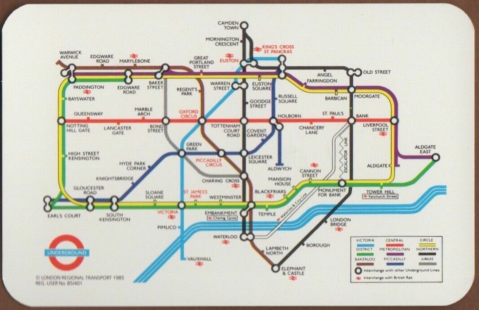 Playing Cards Single Card Vintage LONDON UNDERGROUND TUBE TRAIN LINE ...
