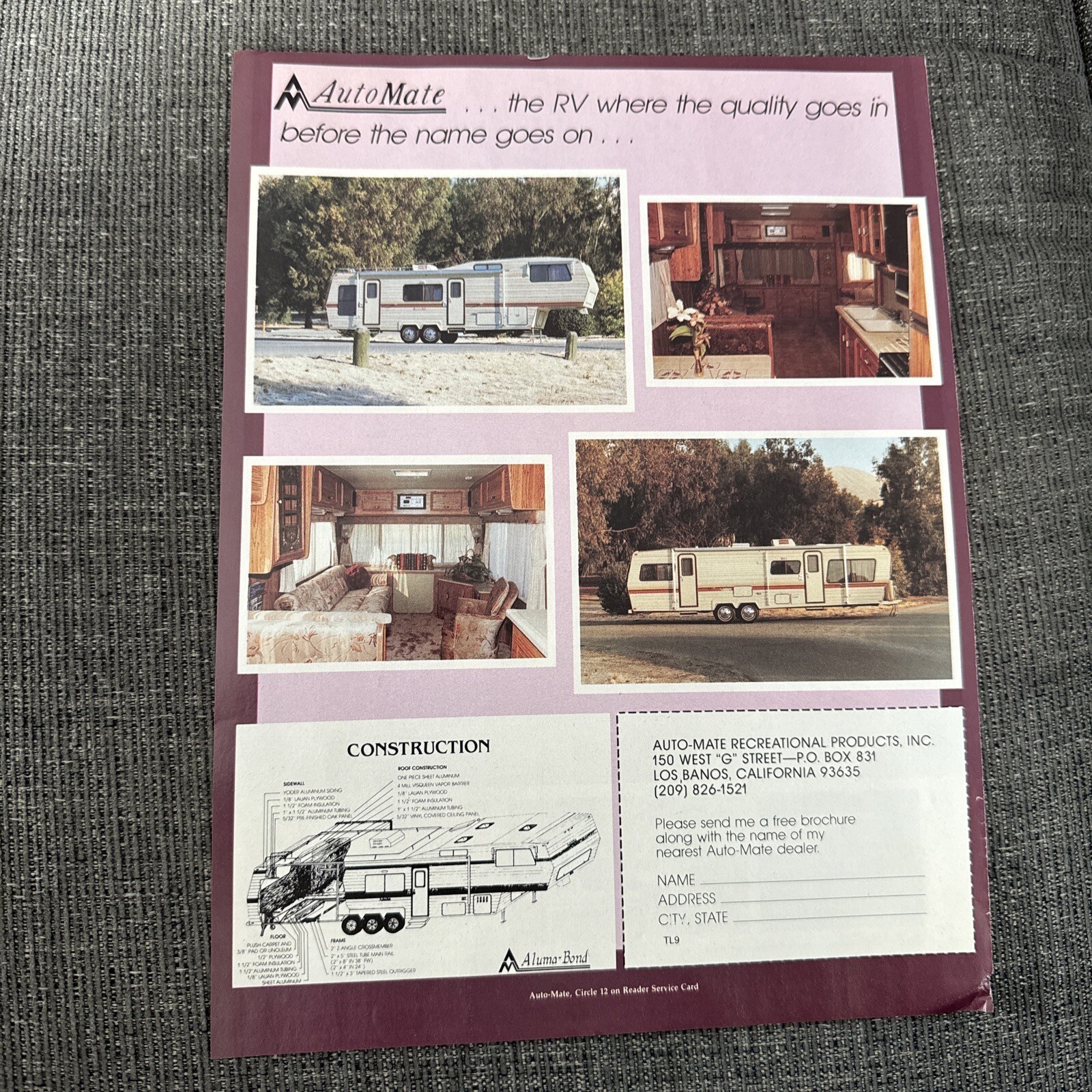 1987 Automate Travel Trailer Fifth Wheel Camper RV advertisement Los ...