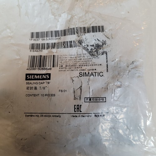 Siemens 6ES7 194-3JA00-0AA0 Sealing Caps 7/8", Simatic, 10 Pieces - NEW ...