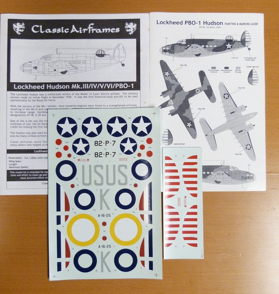 1/48 Classic Airframes Lockheed Hudson Model 14 Mk I - Open Box ...