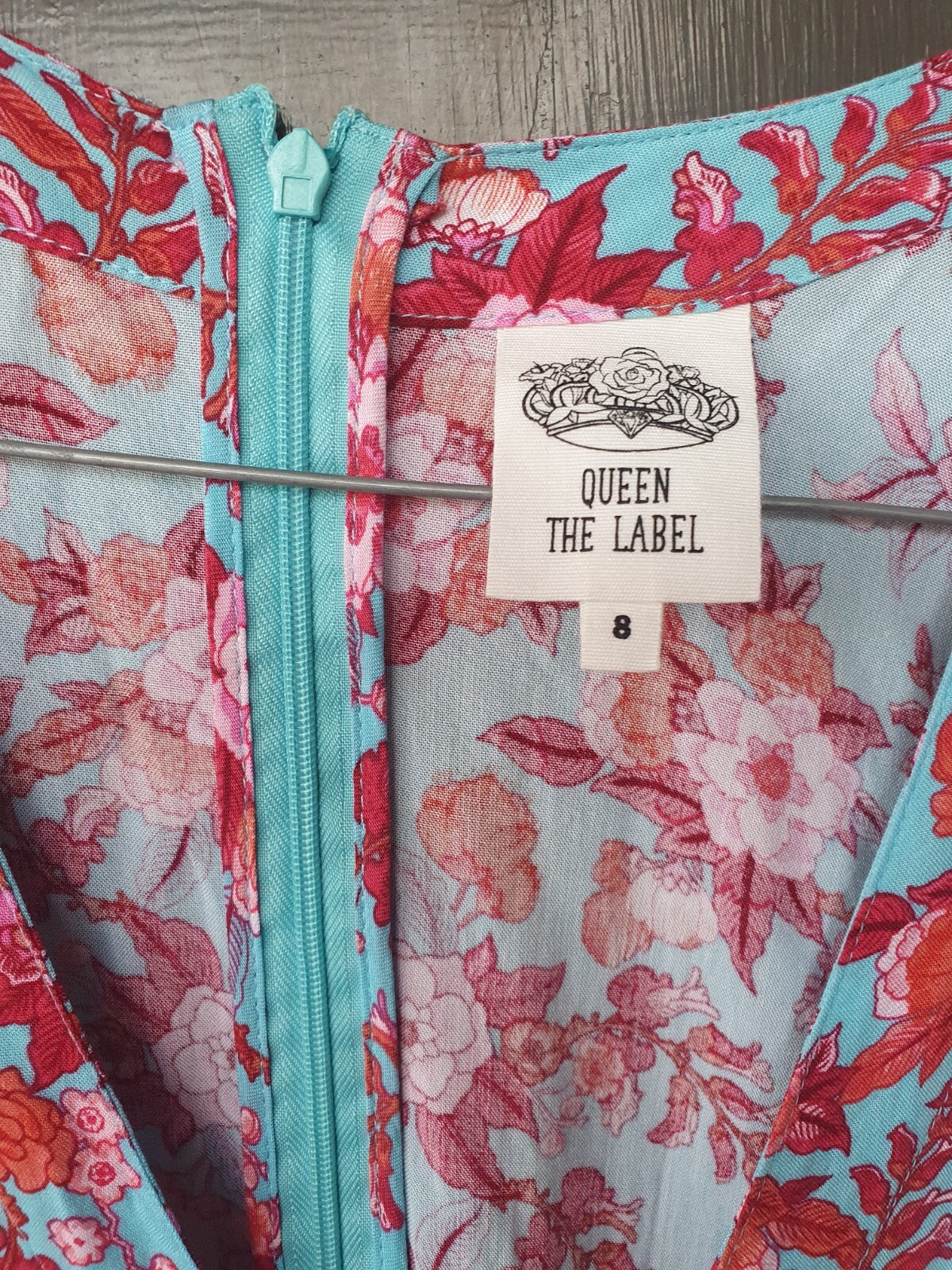 Queen The Label Long Boho Maxi Dress Size 8 Floral Pink Blue Hippie ...