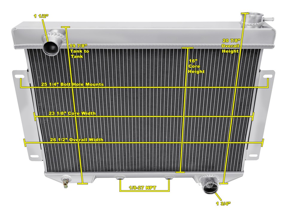 3 Row Kool Champion Radiator for 1957 1958 1959 Ford Victoria L6 Engine ...