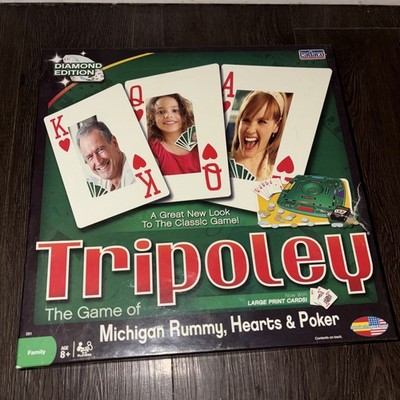 Tripoley Diamond Edition COMPLETE Ideal 2009 Rummy Hearts Poker Large ...