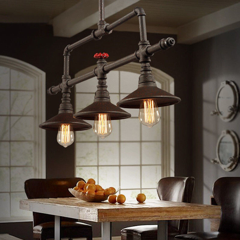 Plumbing Pipe Chandelier Pipe Light Fixture Vintage Metal Water Pipe