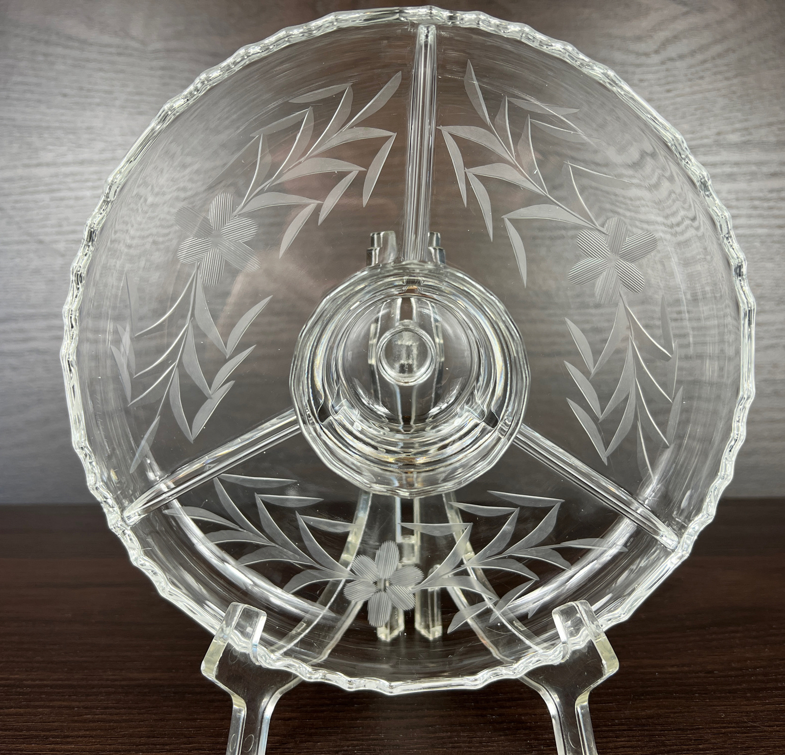 Gorgeous Vintage New Martinsville Glass Screw Peg Etched Nappy Matching ...