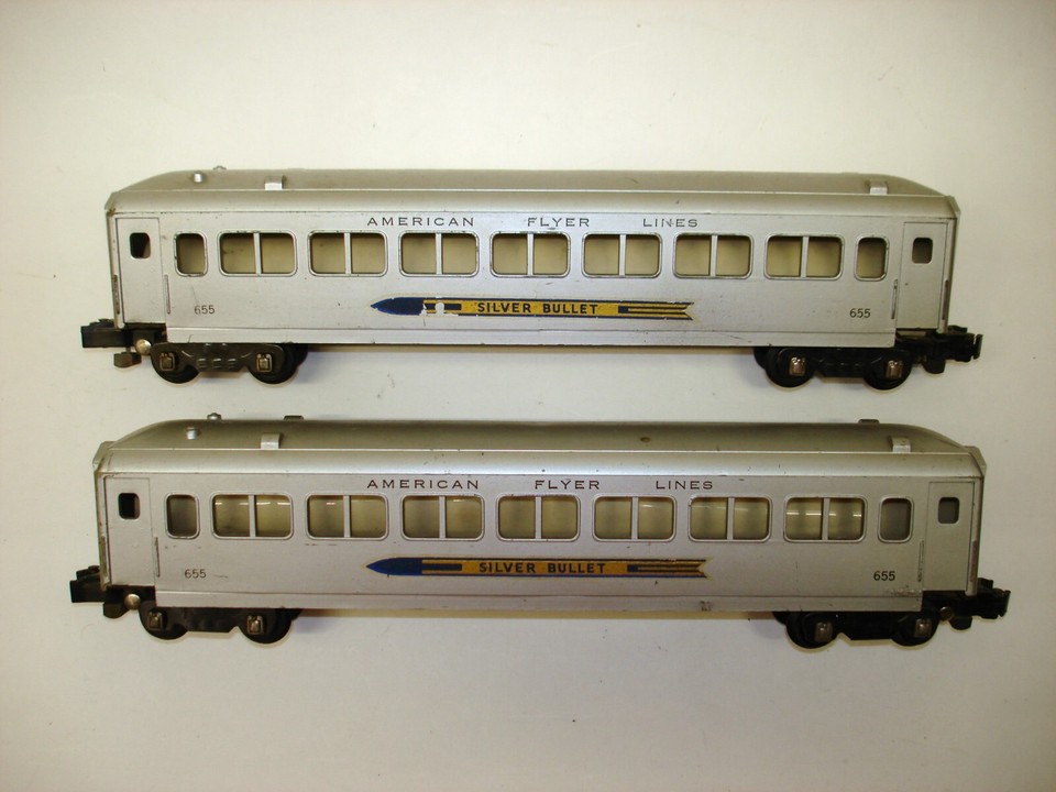 Pair 655 American Flyer Silver Bullet Coach Passenger Cars [Lot BF6-P31 ...