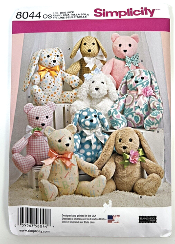 Simplicity 8044 OS Stuffed Bear Rabbit Dog Sewing Patterns UNCUT | eBay