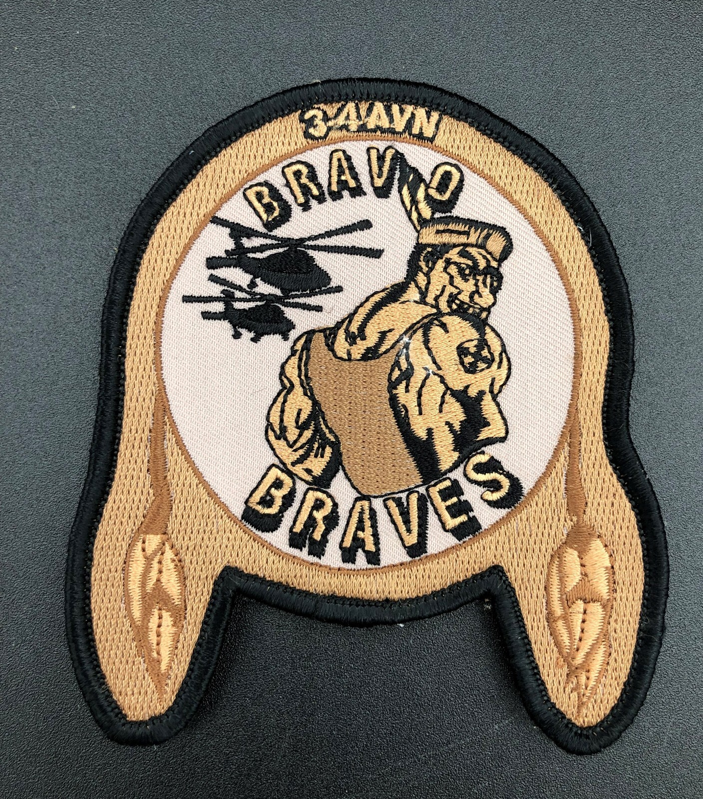 B Co 3-4 AVN Bravo Braves Desert Color Army Aviation Unit Patch OIF OEF ...
