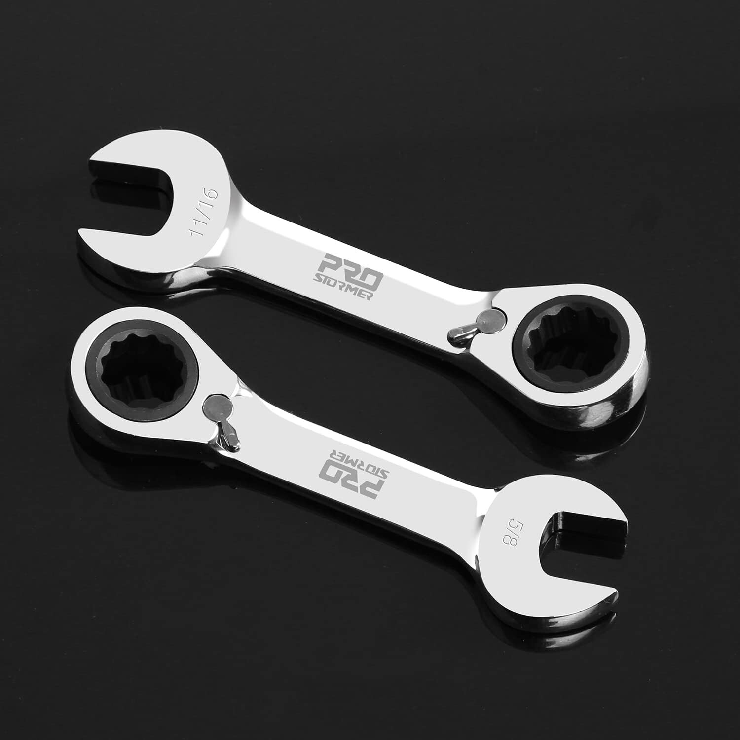 Stubby Reversible Ratcheting Wrench Set 10-Piece 5/16 to 3/4 SAE 72 ...