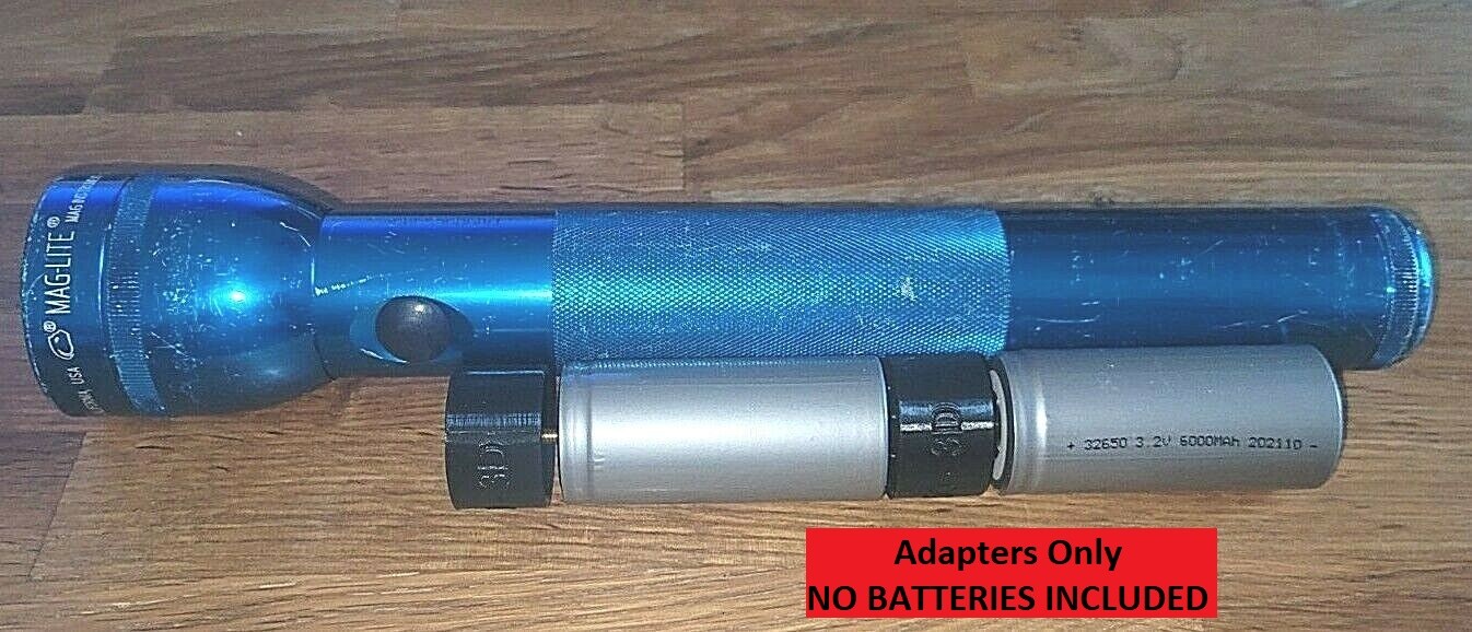 2x 32650 LiFePO4 3D-Cell Maglite Adapter - conversion w/ LED bulb ...