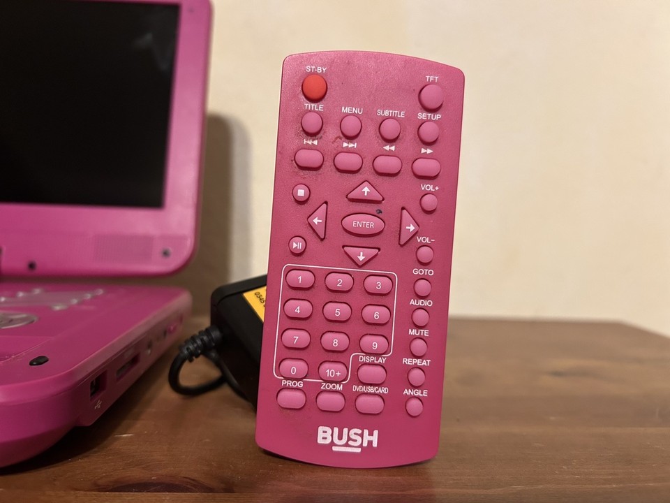 Bush Portable DVD Player 10" Pink Charger CDVD100W1SWMP With Remote ...