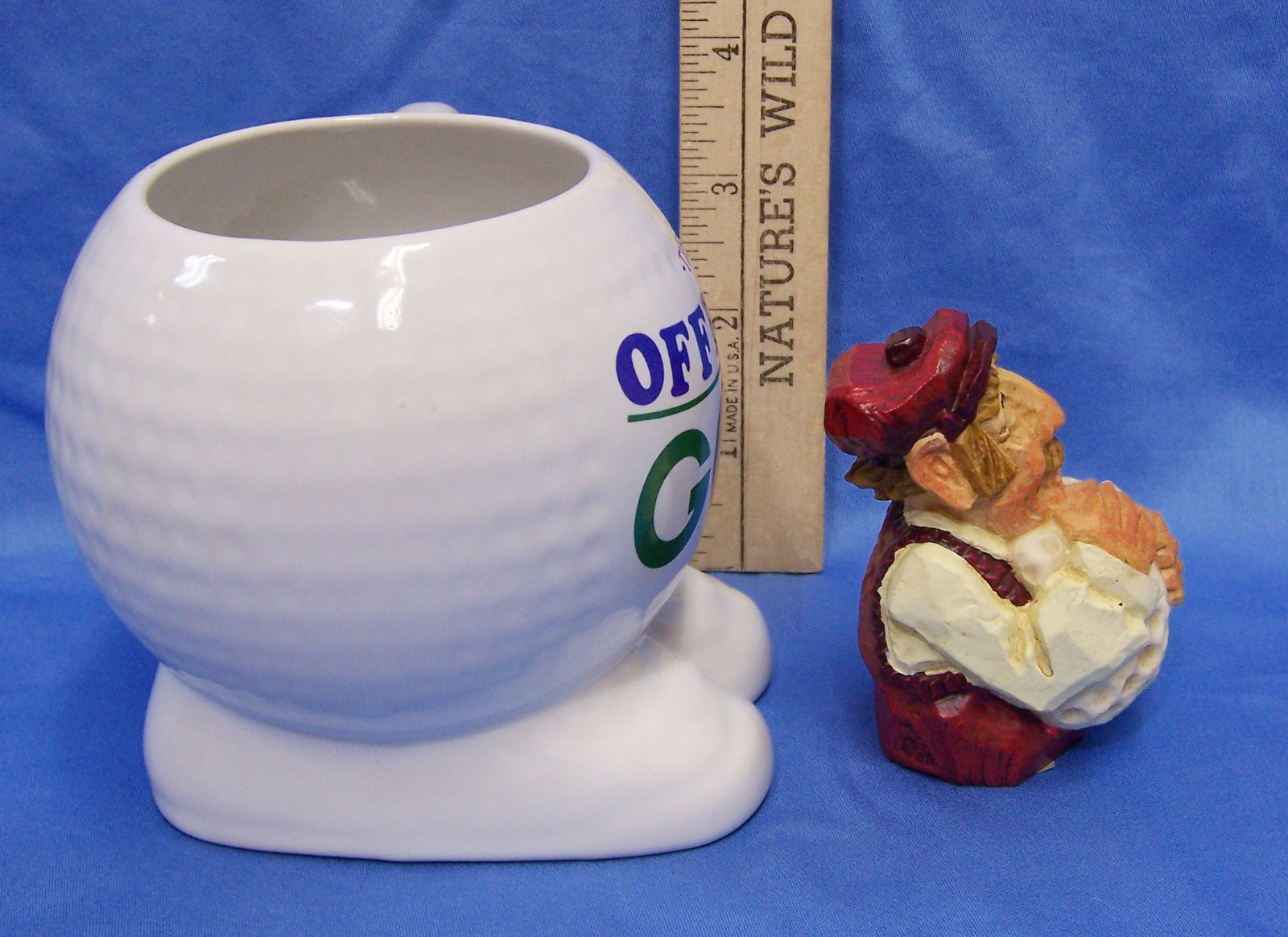 Ceramic Golf Ball Mug & David Frykman Golfer Figurine Paper Weight Lot ...