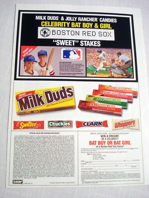 1989 Color Ad Milk Duds & Jolly Rancher Candies Boston Red Sox Sweet ...