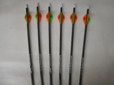 6 Gold Tip Warrior 340 Carbon Arrows w/ Blazer Vanes! WILL CUT TO ...