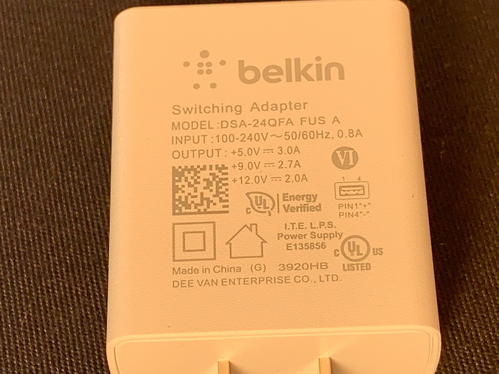 NEW BELKIN DSA-18QFB FUS 5V 3A 9V 2.7A 12V 2A FAST USB PHONE CHARGER ...