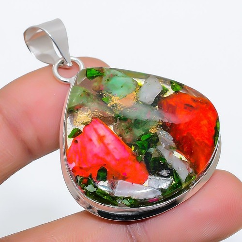 Spiny Oyster Gemstone 925 Sterling Silver Jewelry Pendant 1.93" C367 | eBay